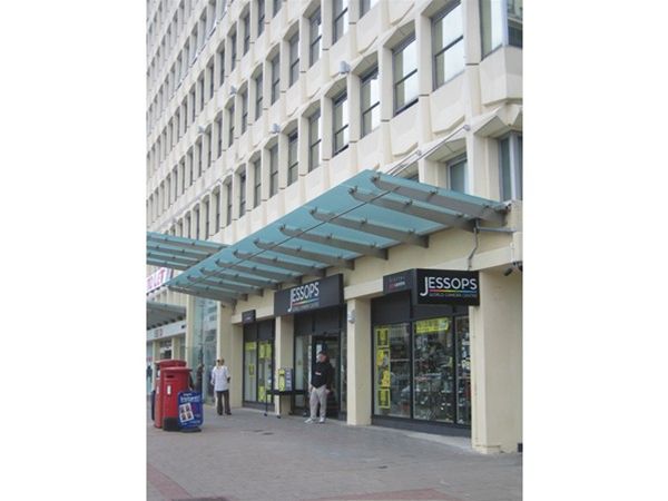 SC82 Suspended Satin Glass Canopy Bank Cardiff - Urban Design ...